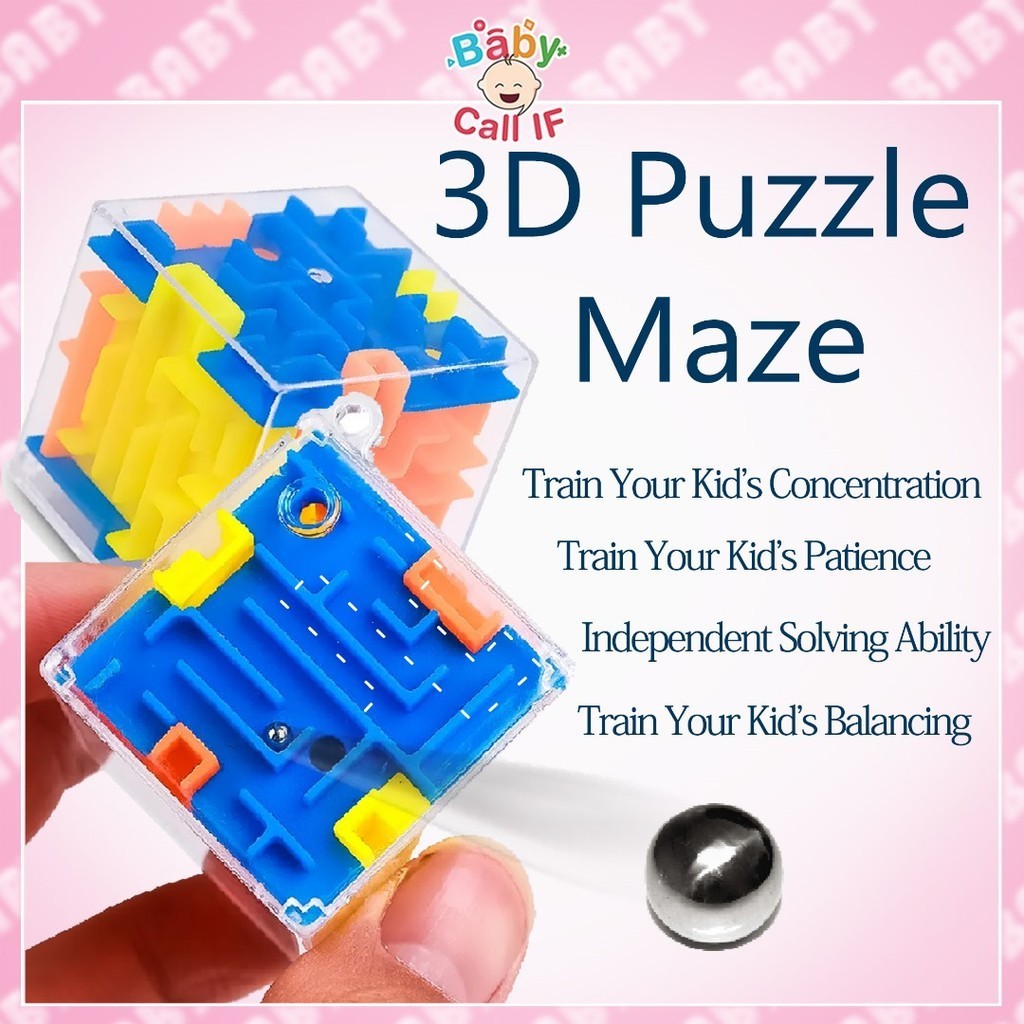 Kids Mini Maze Toy Puzzle Educational Toys Transparent 3D Walking Bead ...
