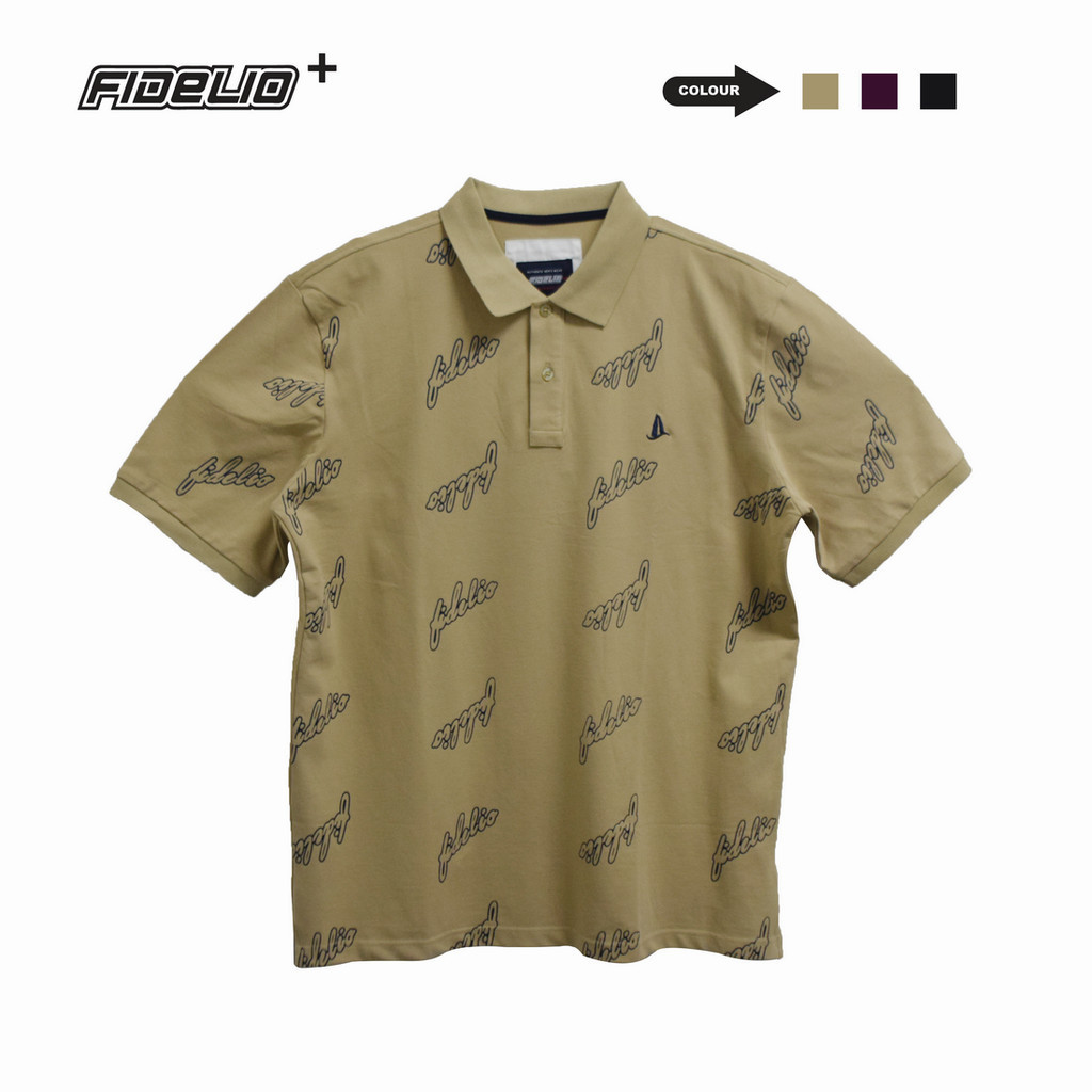 Fidelio Plus Size Microprinted Polo Shirts -Khaki | Shopee Malaysia