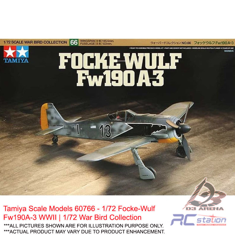 Tamiya Scale Models #60766 - 1/72 Focke-Wulf Fw190A-3 WWII | 1/72 War ...
