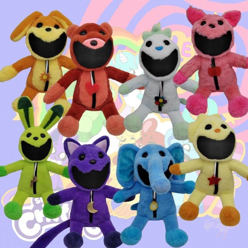 Set 8 Of Smiling Critters Horror Smiley Animals 30cm Toy Plush Group ...