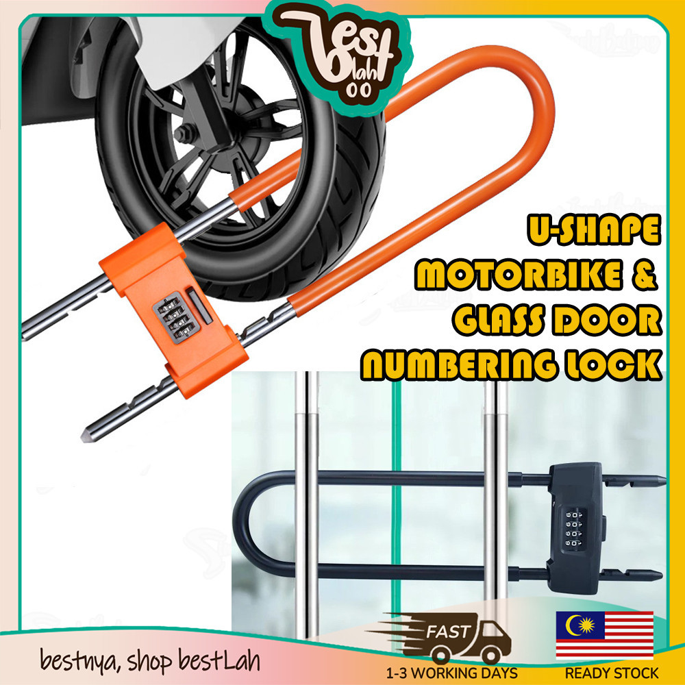 BESTLAHH Fork Lock Numbering U-Shape Padlocks Passcode Motorbike Glass ...