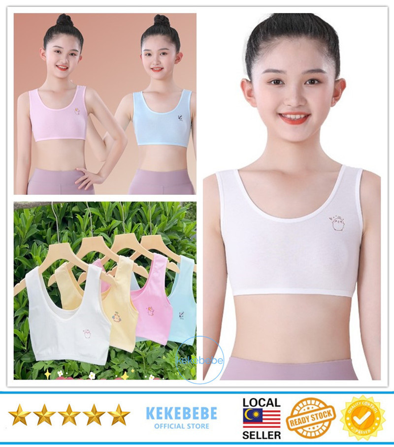 KEKEBEBE Teenager Girl Cotton Safety Early Development Cute Cartoon Student Training Sport Bra ...