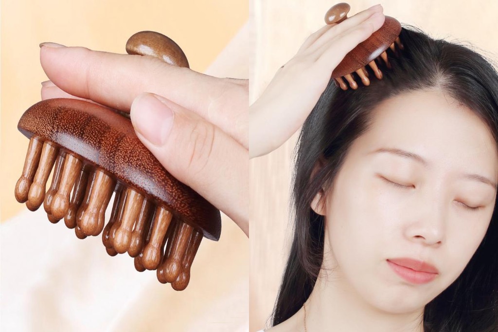 Muscle Relaxing Comb Anti-static Hair Comb Natural Sandalwood Scalp ...