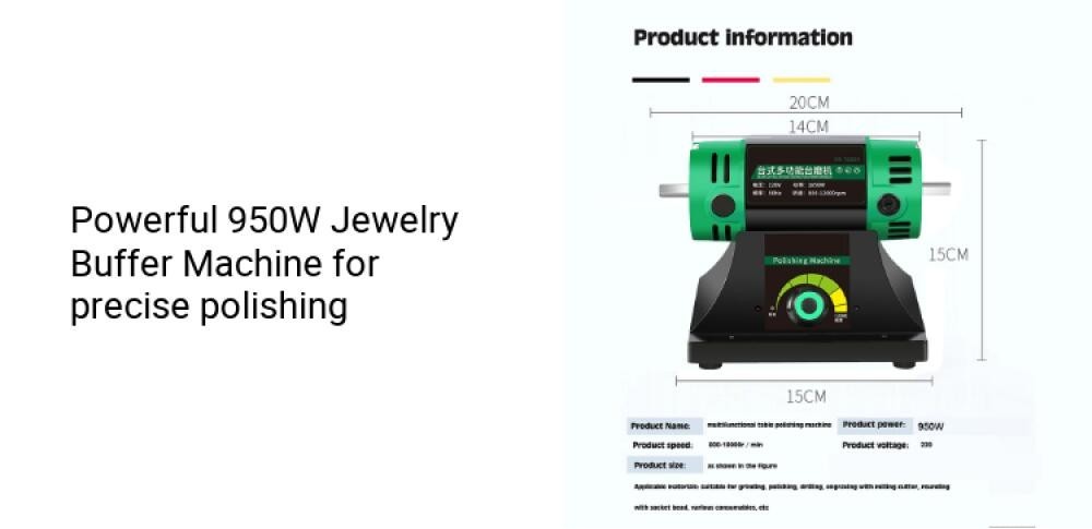 Jewelry Rock Gem Polishing Buffer Machine Bench Lathe Polisher 950W ...