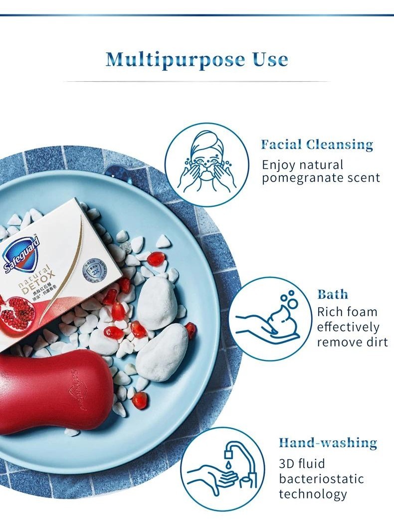 Safeguard Soap Natural Detox Pomegranate Fragrance Bath Antibacterial ...
