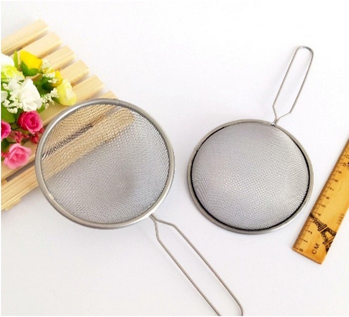 KAUKAU Mesh Flour Sifting Sieve with Handle Oil drain mesh colander oil ...