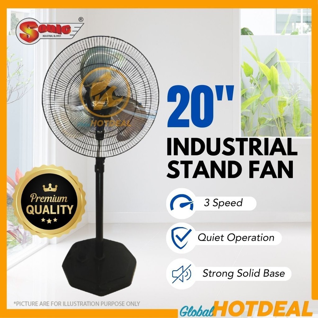 SONIC 20" Industrial Heavy Duty Fan Metal Fan Industry Stand Fan Wall ...