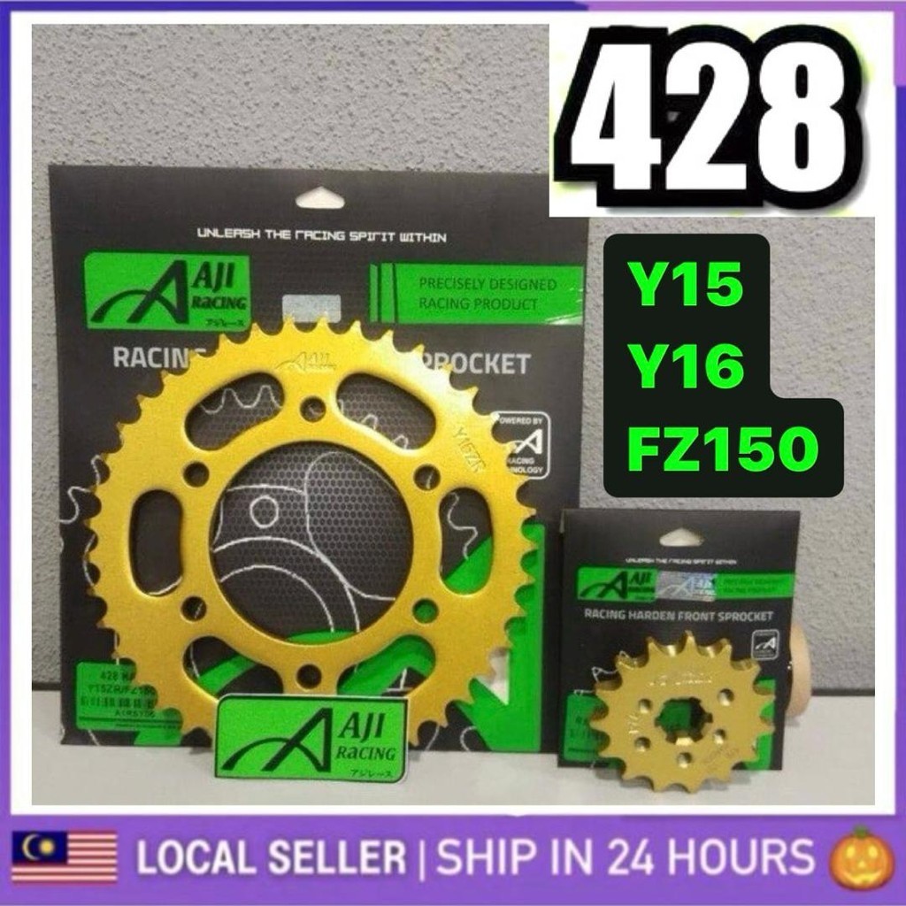 428 Y15ZR Y16ZR Gold Harden Sprocket ORIGINAL AJI RACING FZ150 14T 15T ...