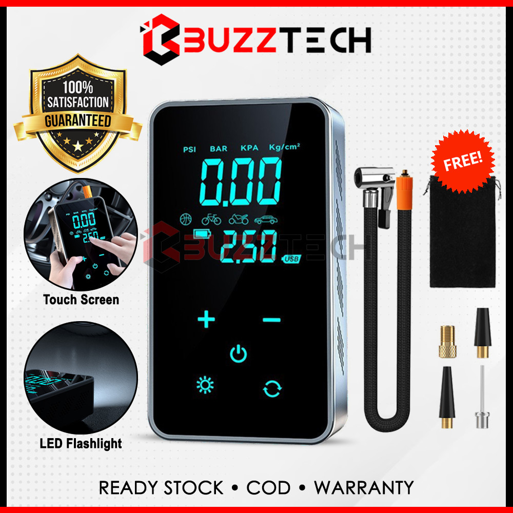 BuzzTech Touch Screen 18000mAh Portable Digital Car Air Pump Tyre Inflator Wireless Electronic ...