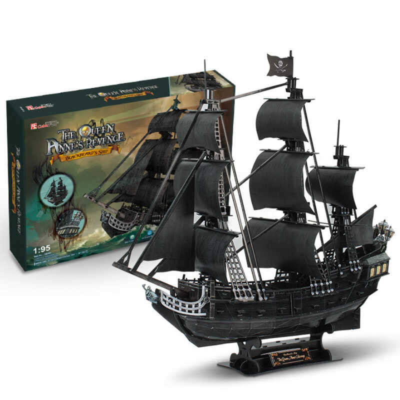 3D DIY Puzzles For Adults And Children, Big Black Pearl Pirate Ship ...