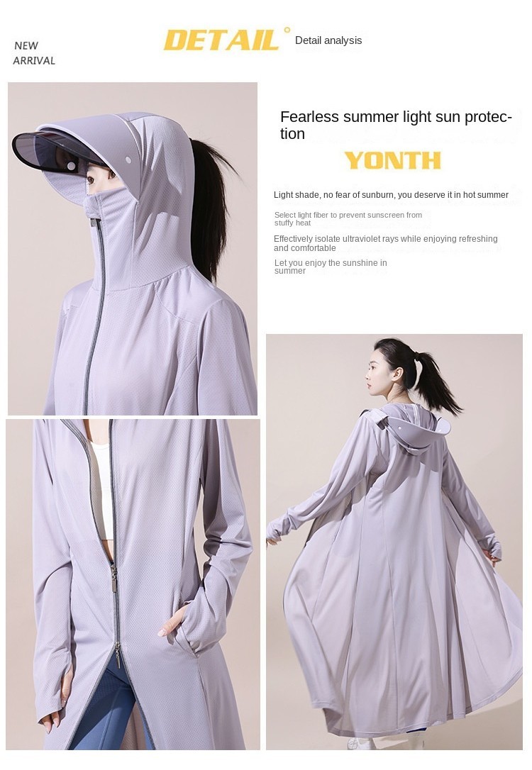 Women New Style Long Over-the-Knee Full Body Sunscreen Clothes Ice Silk ...