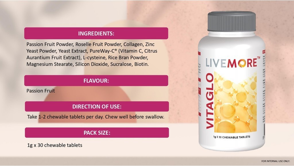 [LIVEMORE] Vitaglo Chewable Tab 30's Bot Passion Fruit - foood ...