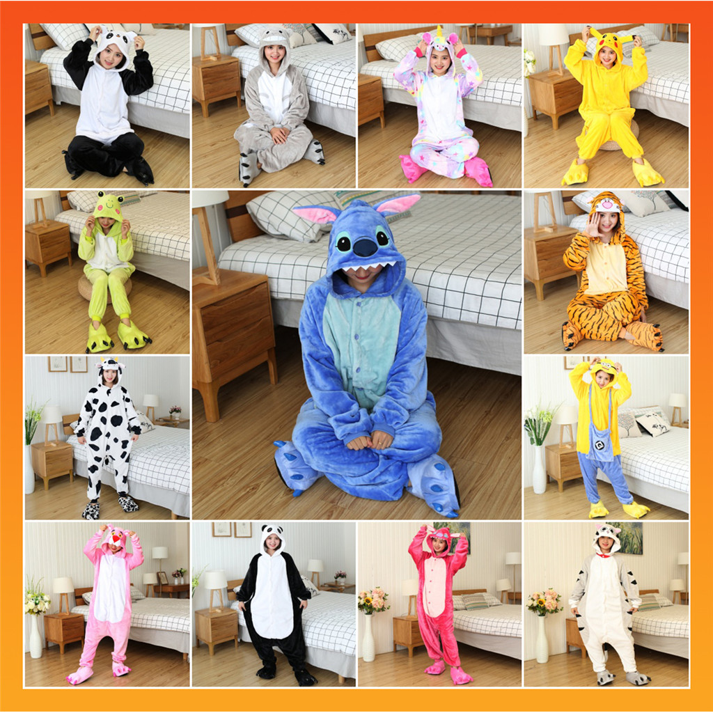 Kigurumi Stitch Minion Pikachu Cartoon Onesies Kids Children Animal Jumpsuit Girls Boys Cosplay ...