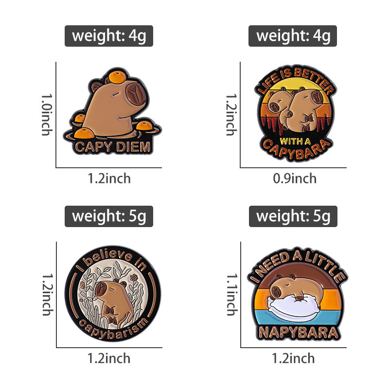 Cute Capybara Brooch Animal Pins Funny Kawaii Capy Pin Lapel Badges ...