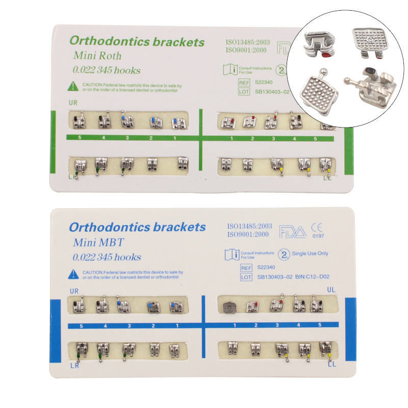 Dental Bracket Metal Brace Mini Roth MBT Edgewise 022 Slot 3-4-5 Hooks ...
