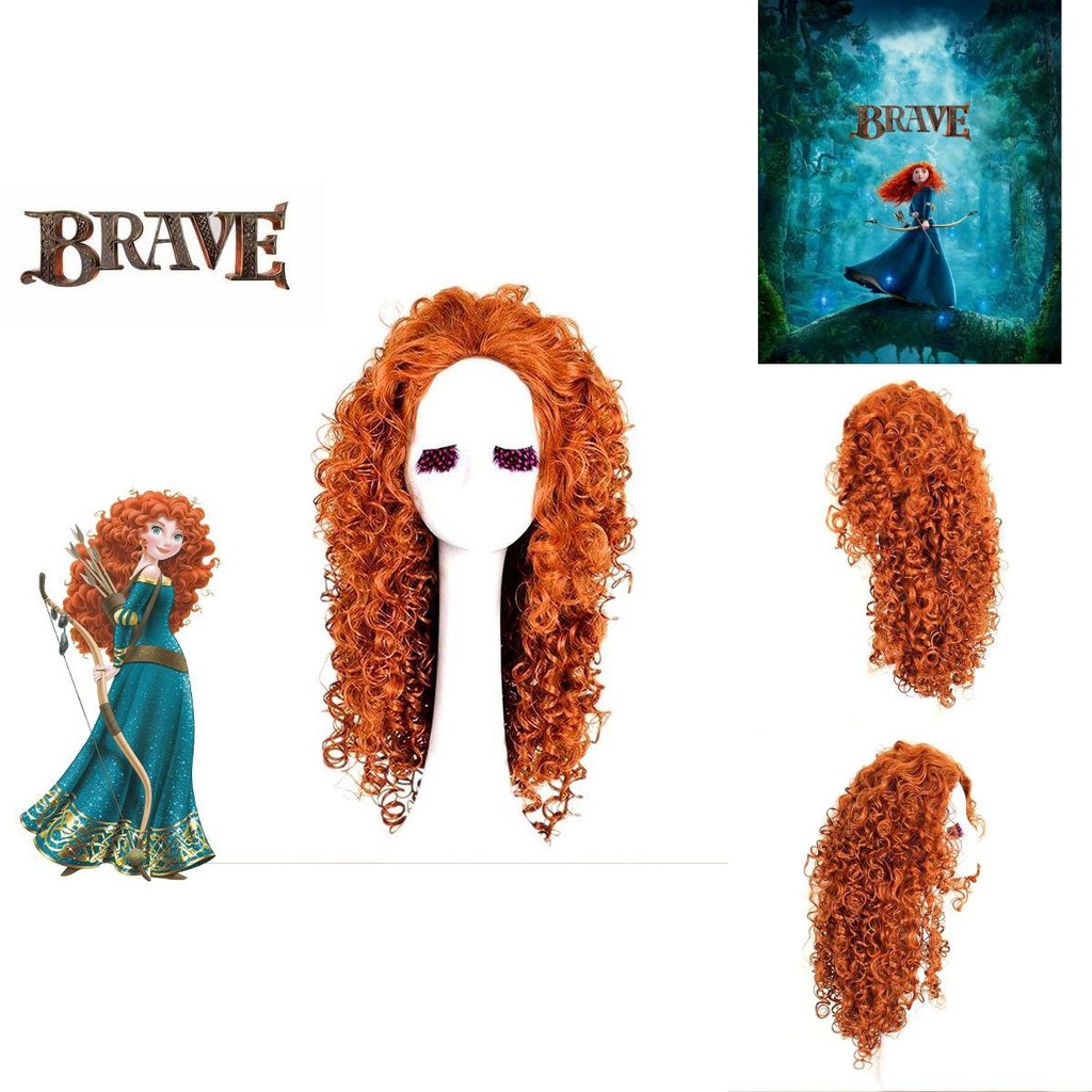 Cosplay Brave Merida Wig Long Curly Hair For Halloween Con Comic ...