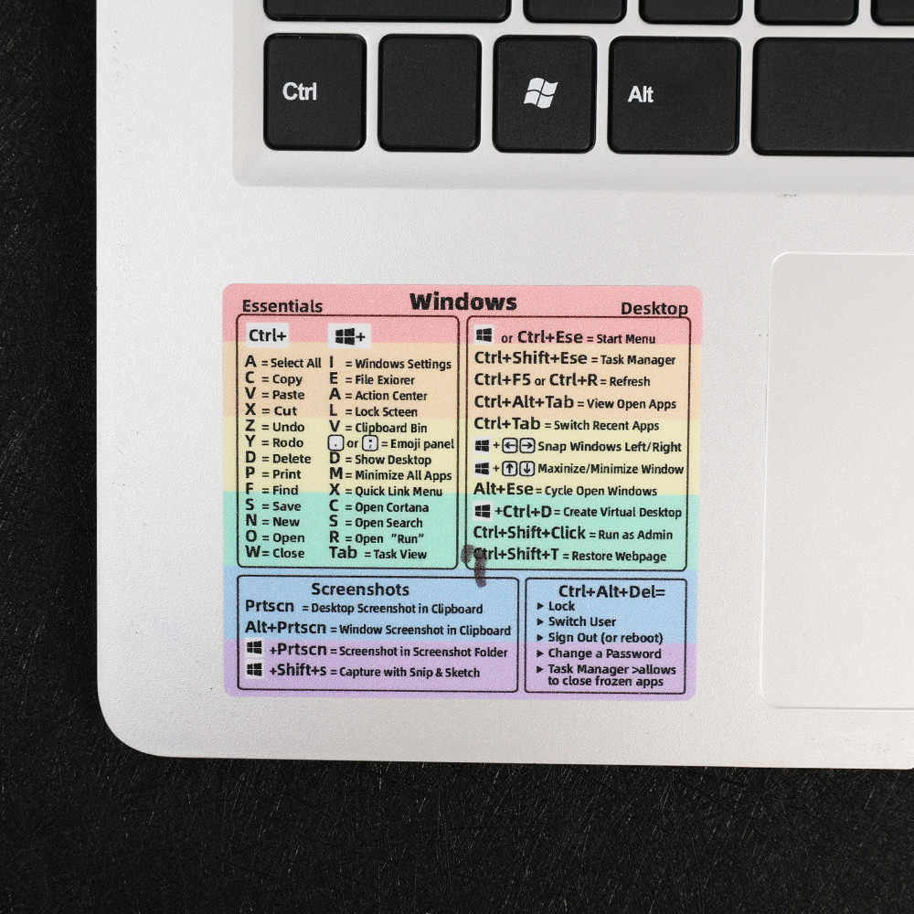 16 Style DIY Shortcut Key Tips Stickers for Laptop Keyboard Tablet ...
