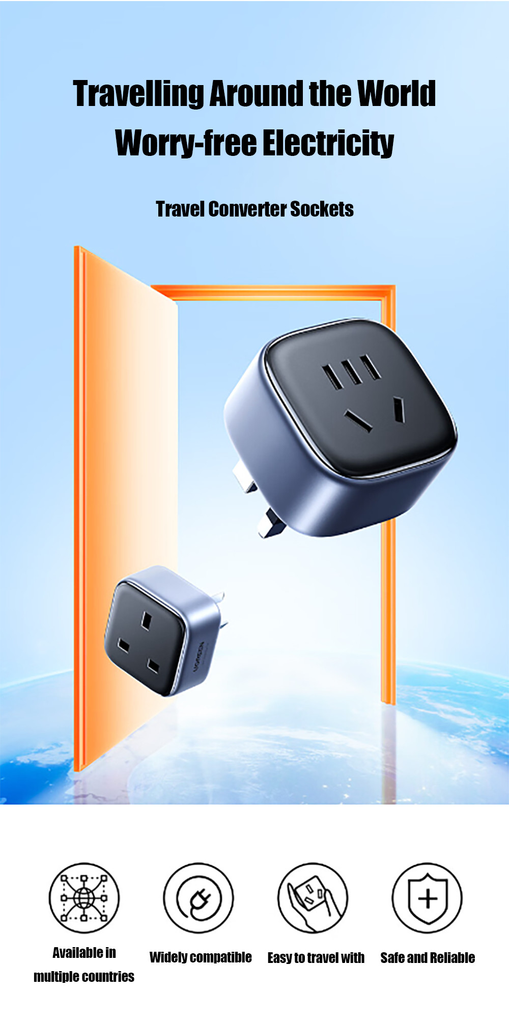 UGREEN adapter Multi-country Travel 250V Power to Socket Converter ...