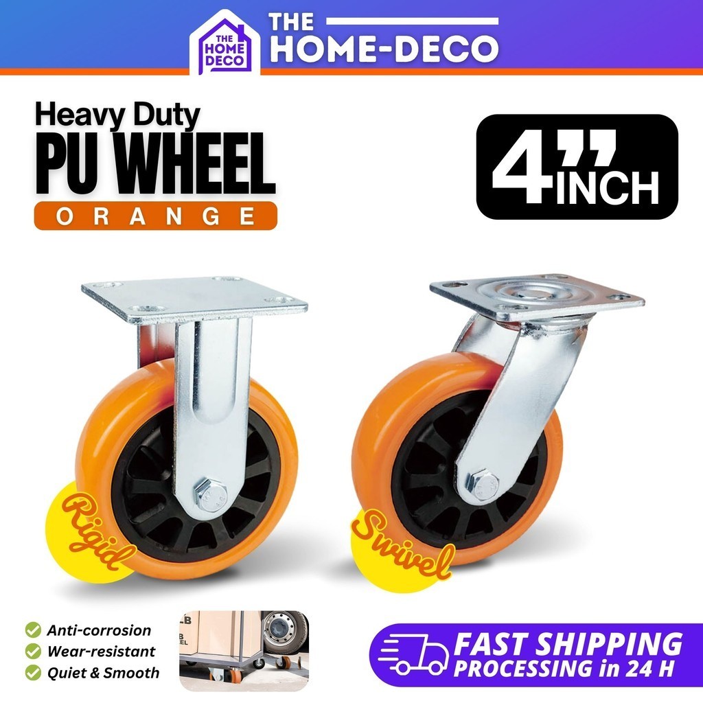 Industrial Professional Heavy Duty Caster 4 in / 100mm PU Wheel Swivel ...