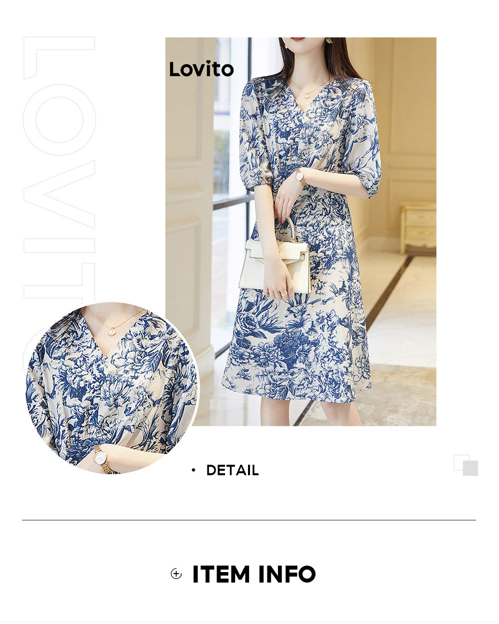 Lovito Casual Floral Print A Line Dress for Women LNE26050 (Multi-color ...