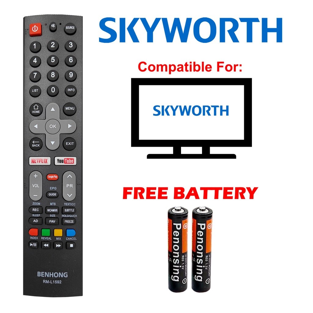 Repalacement Skyworth And Netflix YouTube Smart TV Remote Control RM-L1592 | Shopee Malaysia