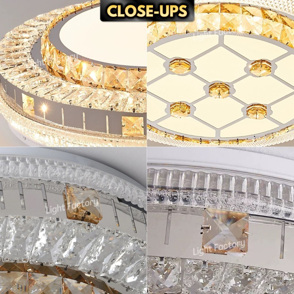 🔥NEW ARRIVAL🔥3 Colour LED Crystal Ceiling Light 36W 40W 50W Surface ...