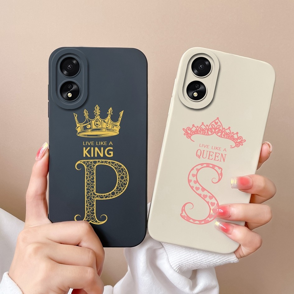 Phone Case For Oppo A38 A18 4G Capa Shockproof Crown Letters Black ...