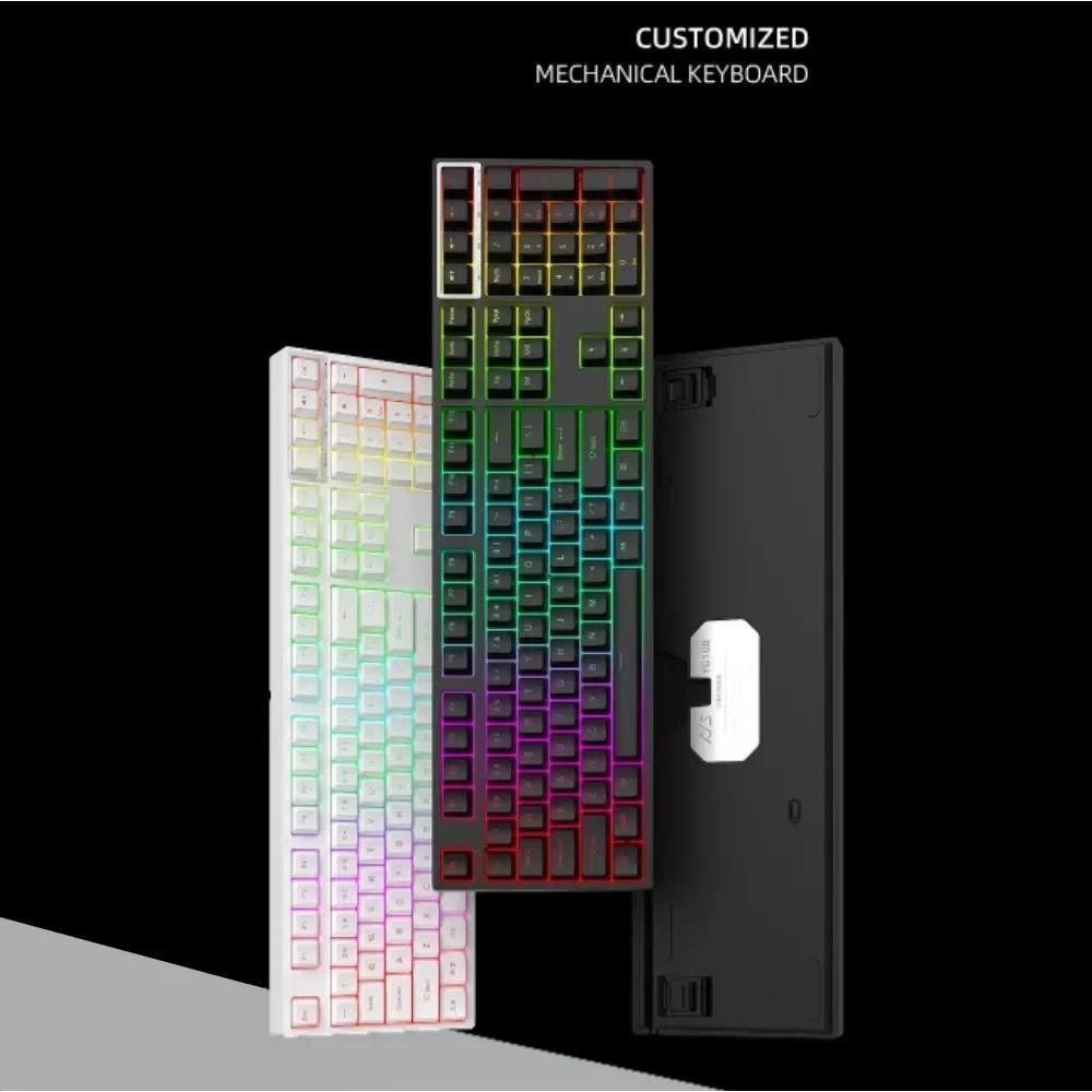Mathew Tech-YG108 Mechanical Keyboard 108 Keys 3 Mode Wired/Wireless ...