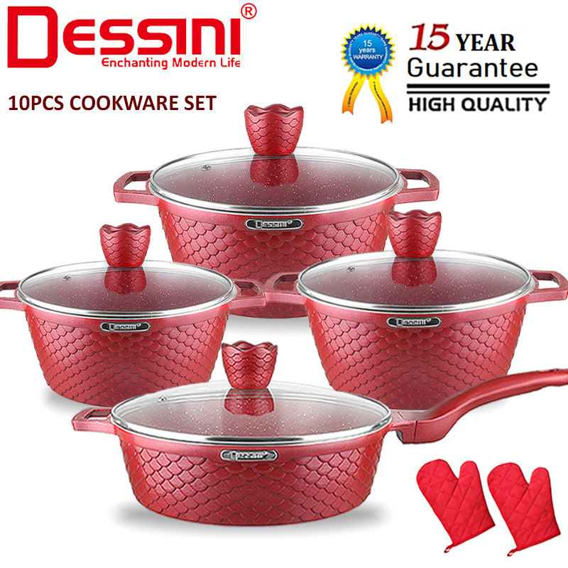 DESSINI ITALY GGF-10-S 10 Pcs Casserole Die Cast Aluminium Non Stick ...