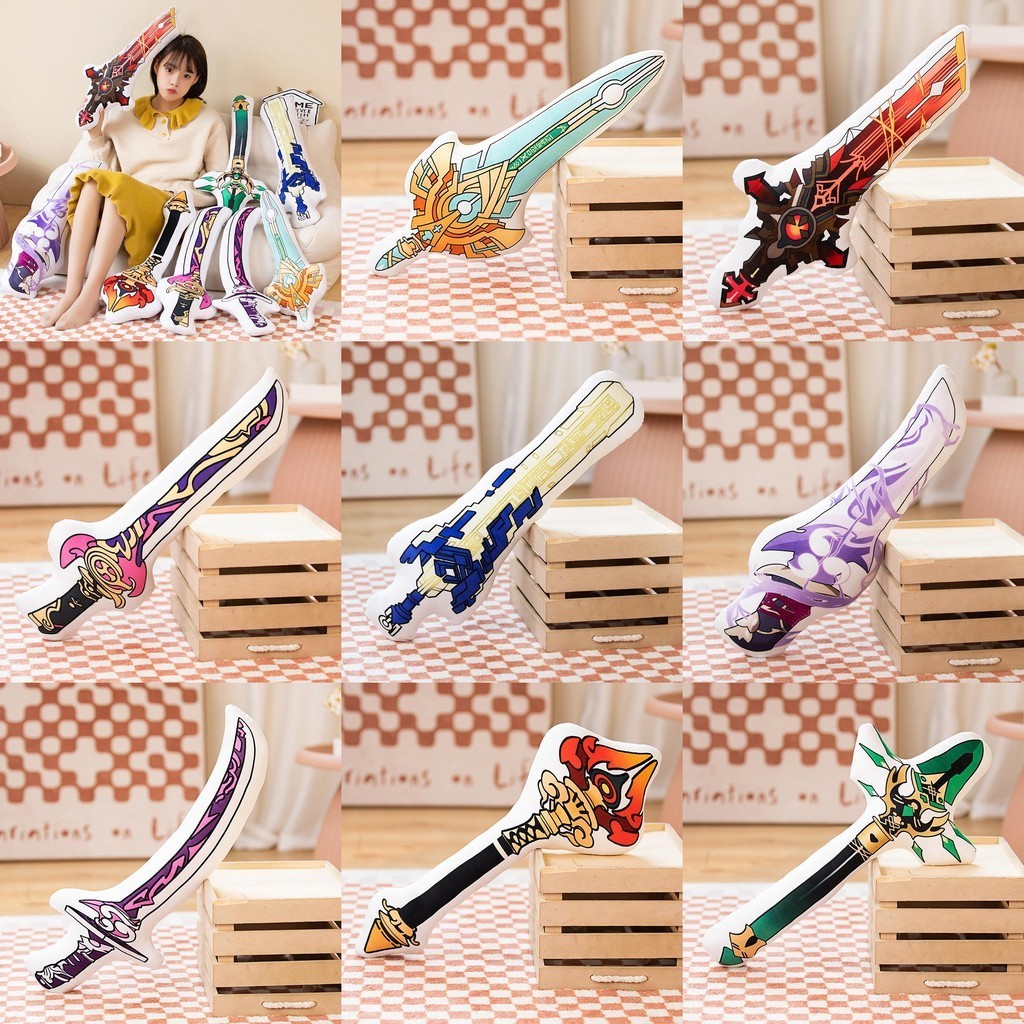 Genshin Impact Sword Plush Doll Water Crystal Ultra Soft Fabric Stuffed ...