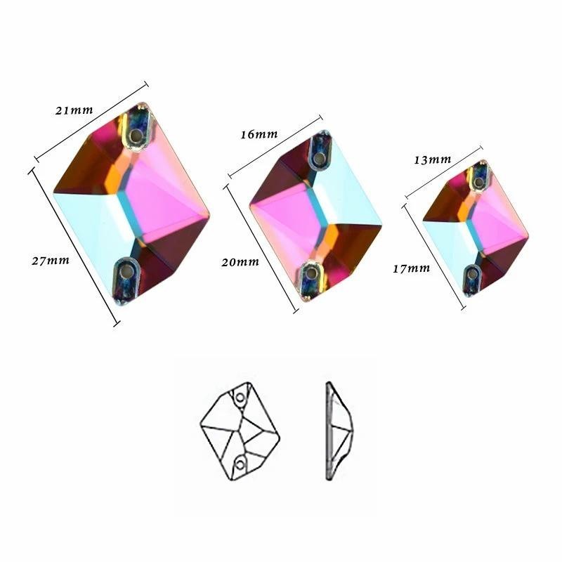 AAAAA Rhombus Rhinestones For Needlework Sew On Stone Color Crystal ...