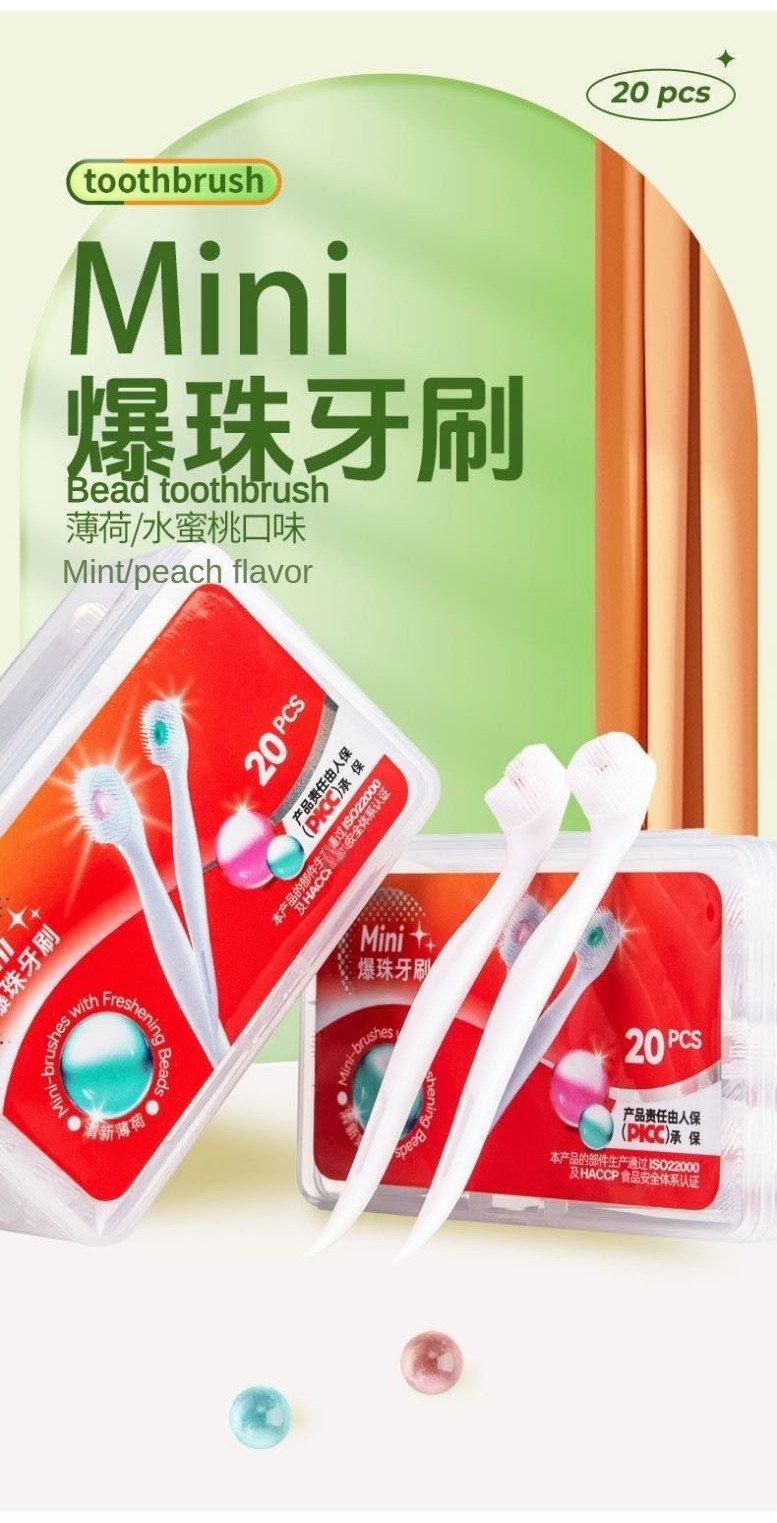 20pcs Pack Mini Burst Bead Toothbrush Comes With Toothpaste Disposable Toothbrush Travel