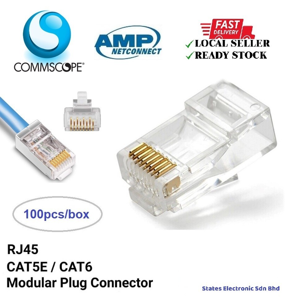 100PCS Commscope AMP Tyco RJ45 CAT5E CAT6 8P8C Modular Plug Network ...
