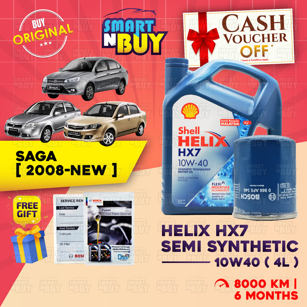 Shell Engine Oil 10W40 Semi Synthetic Original Minyak Hitam Saga VVT ...