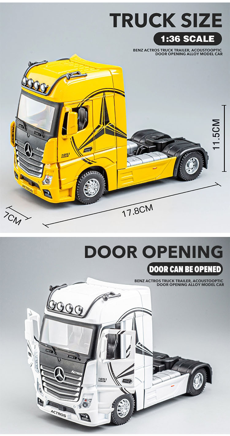 KLT 1:36 Mercedes-Benz Actros 1851 Trailer Diecast Model Car Alloy Cars ...