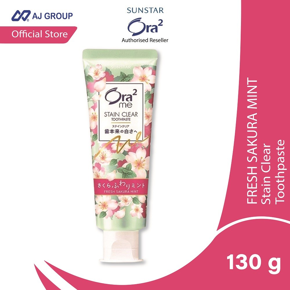 Sunstar Ora2 Me Stain Clear Toothpaste - Fresh Sakura Mint (130g) | Shopee Malaysia