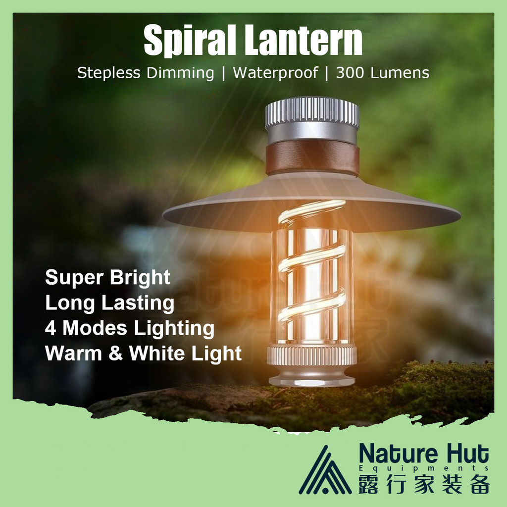 Spiral Lantern Camping Rechargeable Torch Light Outdoor Dimming Hanging ...