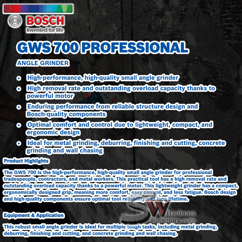 COMBO Bosch GWS700 GWS 700 ANGLE GRINDER 710W + 1X AKODA DIAMOND DISC ...