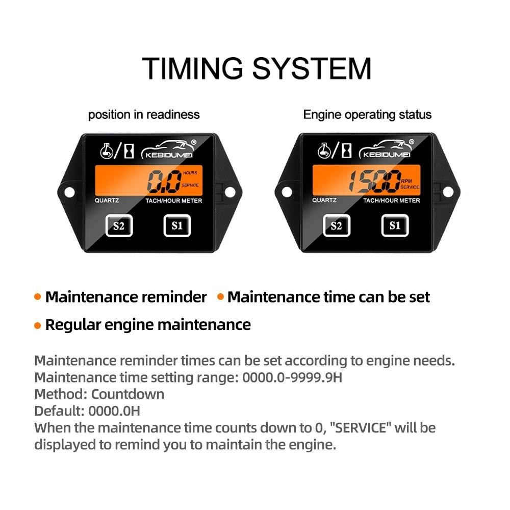 Car Motorcycle Tach Hour Meter Digital Tachometer Timer Engine ...