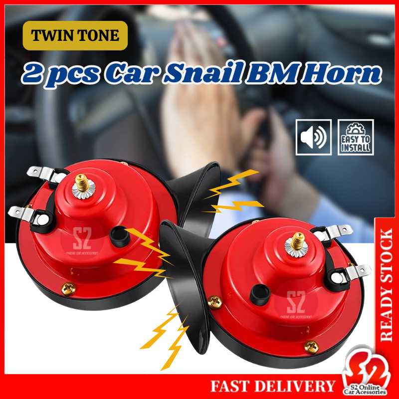 2PCS Snail Horn Twin Horn BM Horn Universal Loud Tone Horn 12V | Shopee ...