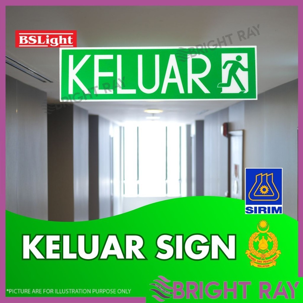 BSLIGHT LED Emergency Light KELUAR Sign Emergency Luminaire BOMBA SIRIM ...