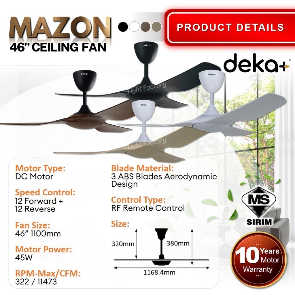 🔥2024 NEW🔥DEKA+ MAZON 46'' 56'' 3 Blades DC Motor Ceiling Fan 24 Speeds ...