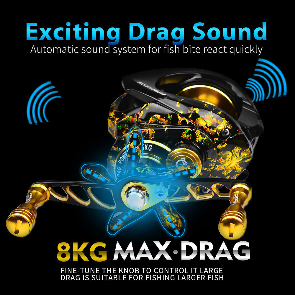 PROBEROS Reel Bc 7.2:1 Gear Ratio Fishing Reel Metal Spool 8kg Max Drag ...