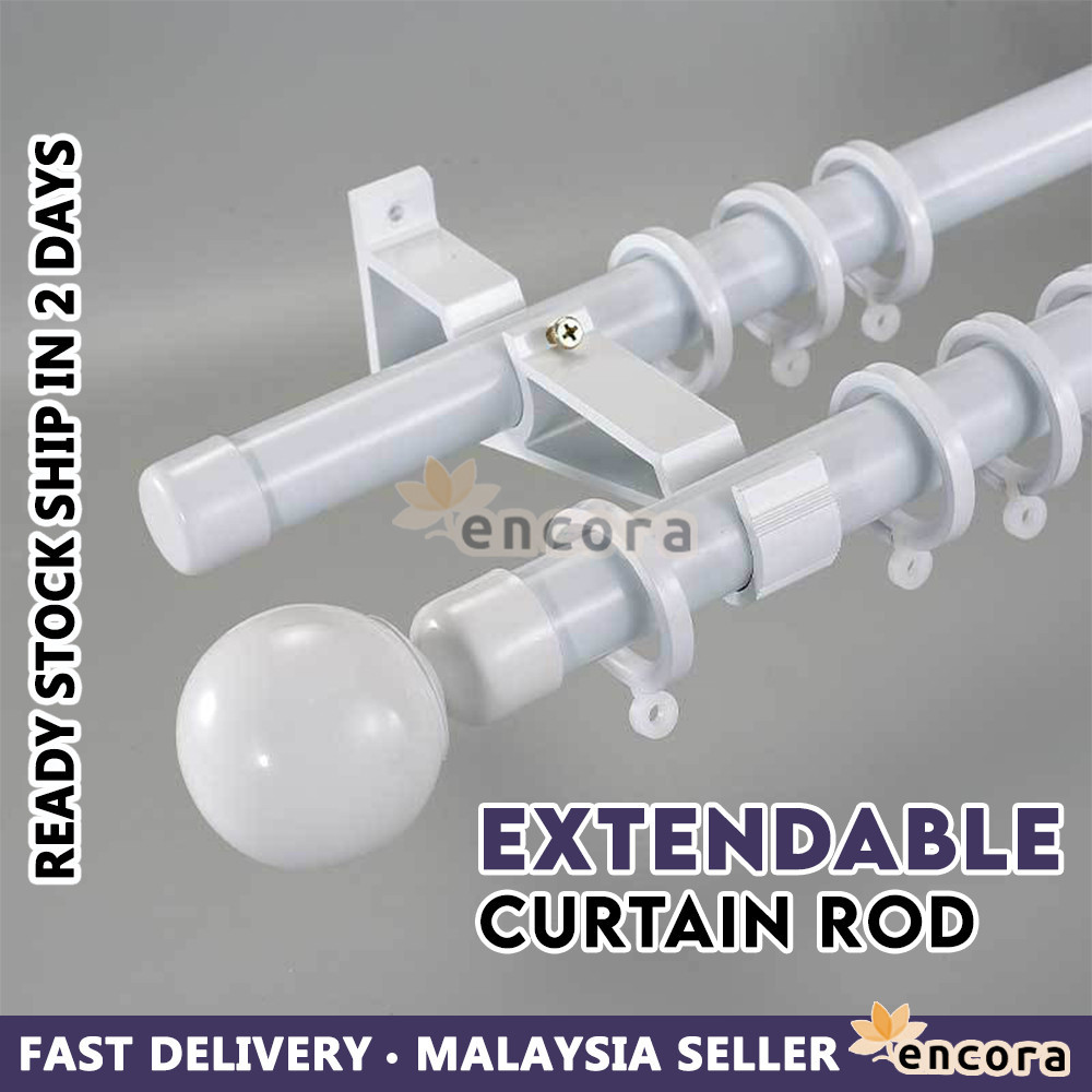 [FULL SET | EXTENDABLE DOUBLE ROD] Adjustable Curtain Rod Set For Hook ...