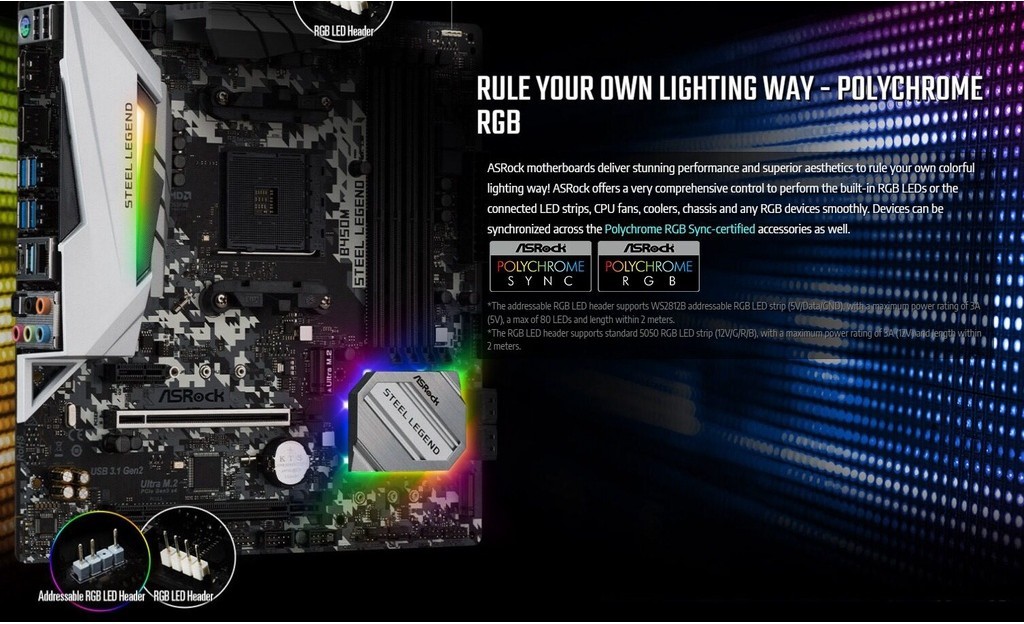 Asrock B450M STEEL LEGEND AMD AM4 Motherboard Ryzen 7 5 3 Mainboard ...