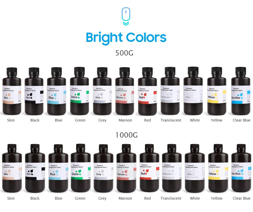 ELEGOO LCD Standard Resin 1kg, UV Curing Resin 84D Hardness Resin Low ...