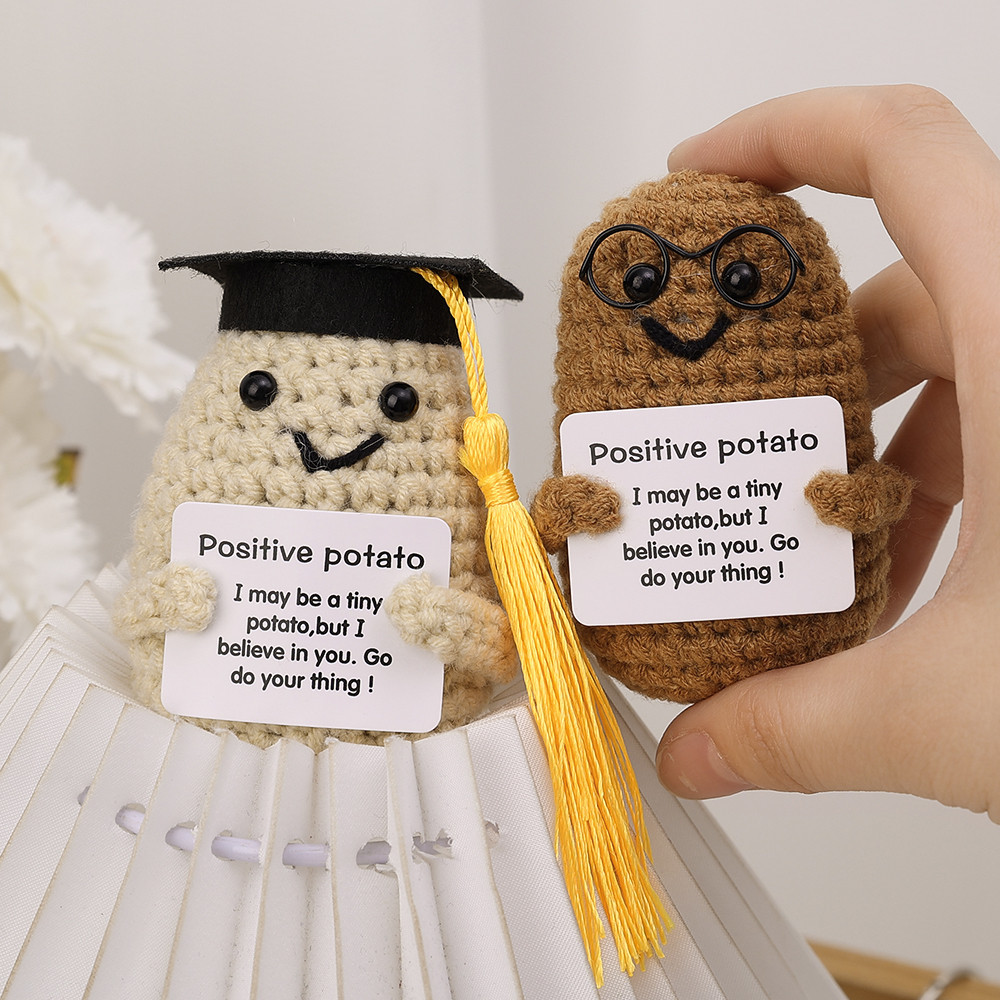 Novelty Fun Handweave Eyewear Graduation Cap Potato Plush Toy Present ...