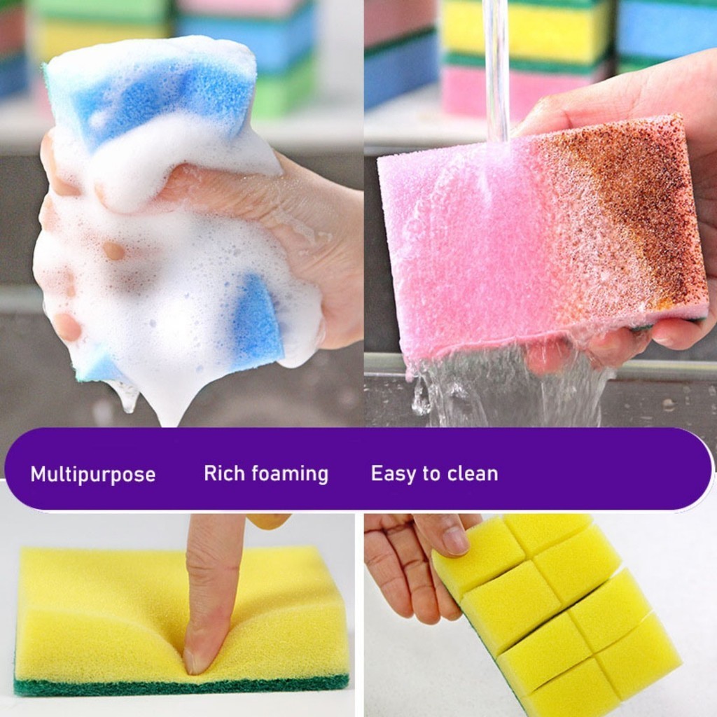 5pcs/10pcs Cleaning Sponge Scrubber Basin Dishwashing Magic Wipe ...