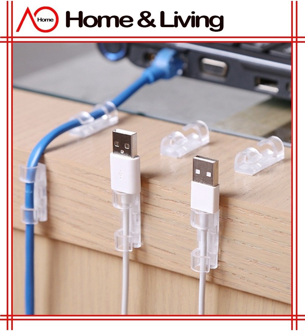 AO Home USB Cable Tidy Manager Wire Holder Clip Space-saving Simple ...