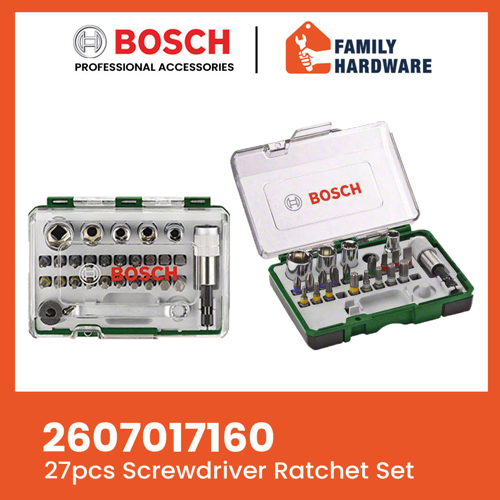 BOSCH 27pcs Screwdriver Bit Nutsetter Ratchet Holder Adaptor Set ...